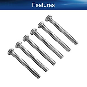 Yinpecly M8x70mm Hex Bolts 304 Stainless Steel Hex Head Bolts Hexagon Screws 6pcs