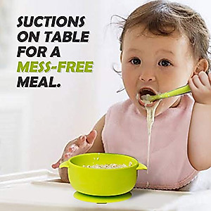 Sperric Silicone Suction Baby Bowl with Lid - BPA Free - 100% Food Grade Silicone - Infant Babies And Toddler Self Feeding