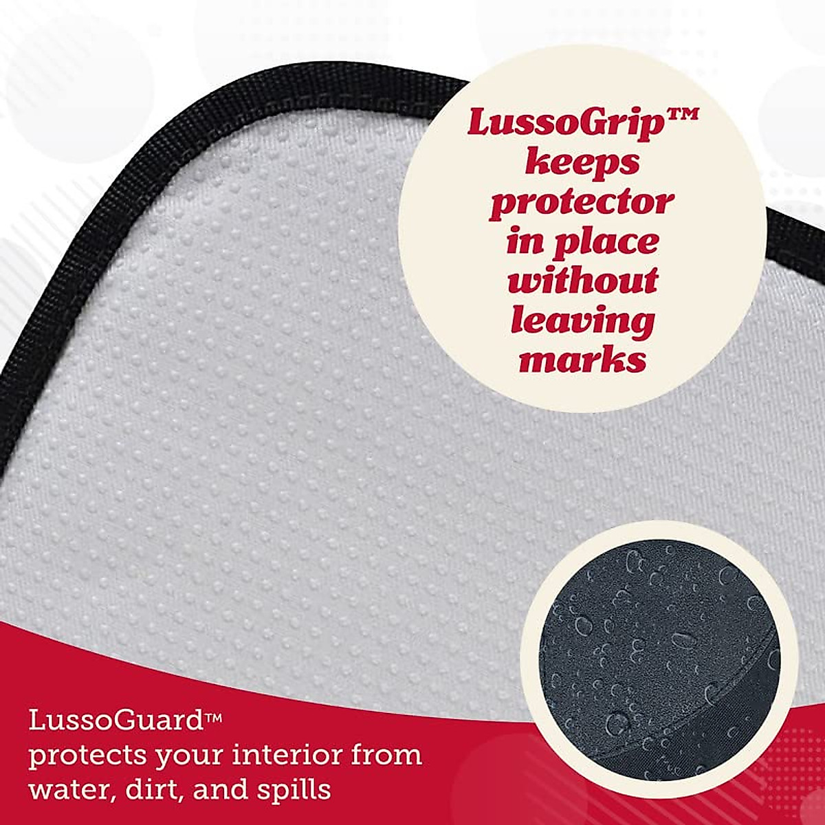 Lusso Gear Car Seat Protector: Thick Waterproof Pad, Non-Slip Durable Rubber Backing, Universal Fit, Compatible with Leather or Fabric, Driver or Passenger Seats, Adjustable Headrest Strap (Black)