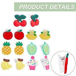 GOMAKERER 22 Pcs Cute Chip Clips, 11 Styles Plastic Fruit Bag Clips Funny Chip Clips Cute Bag Clips Dispenser Bag Clips Food Seal Storage Clips Photo Card Clips