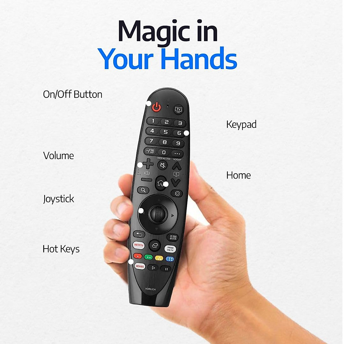 Universal LG Magic Remote Control for LG Smart TV - LG Remote Compatible with All Models of LG Smart TV - 1 Year Warranty Included - (NO Voice Control or Pointer Function) by Vorlich®