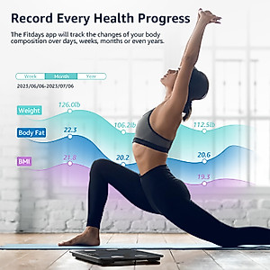 Scale for Body Weight, Bveiugn Digital Bathroom Smart Scale LED Display, 13 Body Composition Analyzer Sync Weight Scale BMI Health Monitor Sync Apps 400lbs - Black