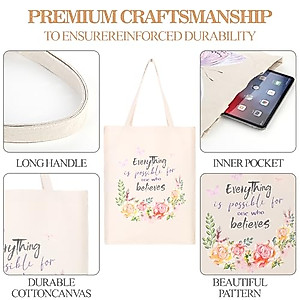 8 Pcs Christian Canvas Tote Bag for Women Bible Verse Religious Gift Bags Bulk Reusable Bible Tote Library Book Bag Christian Gift for Women (Christian)