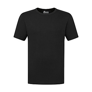 New Balance Men Standard Cotton Performance Crew Neck Tee, Black/Black/Black, Large