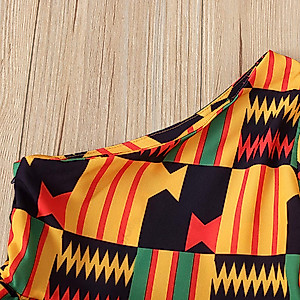 Digood Little Girls Dashiki African Dresses,Toddler Baby Kids Ethnic Style Sloping Shoulder Party Dress Clothes(Multicolor,4-5 Years)