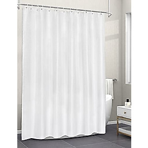 SUMGAR Waffle Weave Shower Curtain Modern White Fabric Hotel Luxury Elegant Polyester Textured Cloth Washable Shower Curtains Set with Hooks for Modern Farmhouse Bathroom 72"x72"
