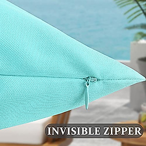 SOFJAGETQ Pack of 2 Outdoor Waterproof Throw Pillow Covers Durable Vibrant Decorative Outdoor Pillows Cushion Case Pillow Shell for Patio Couch, Tent, Sunbrella (18x18 Inches, Light Blue)