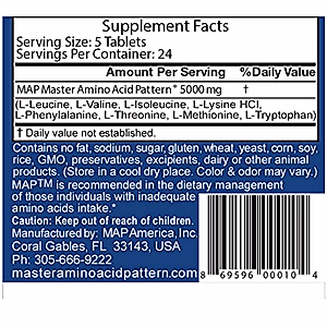 Pack of 12 Bottles of MAP Master Amino Acid Pattern (120 Tablets/Bottle) 99% Net Nitrogen Utilization (NNU) - Original Formula by Dr. Luca Moretti