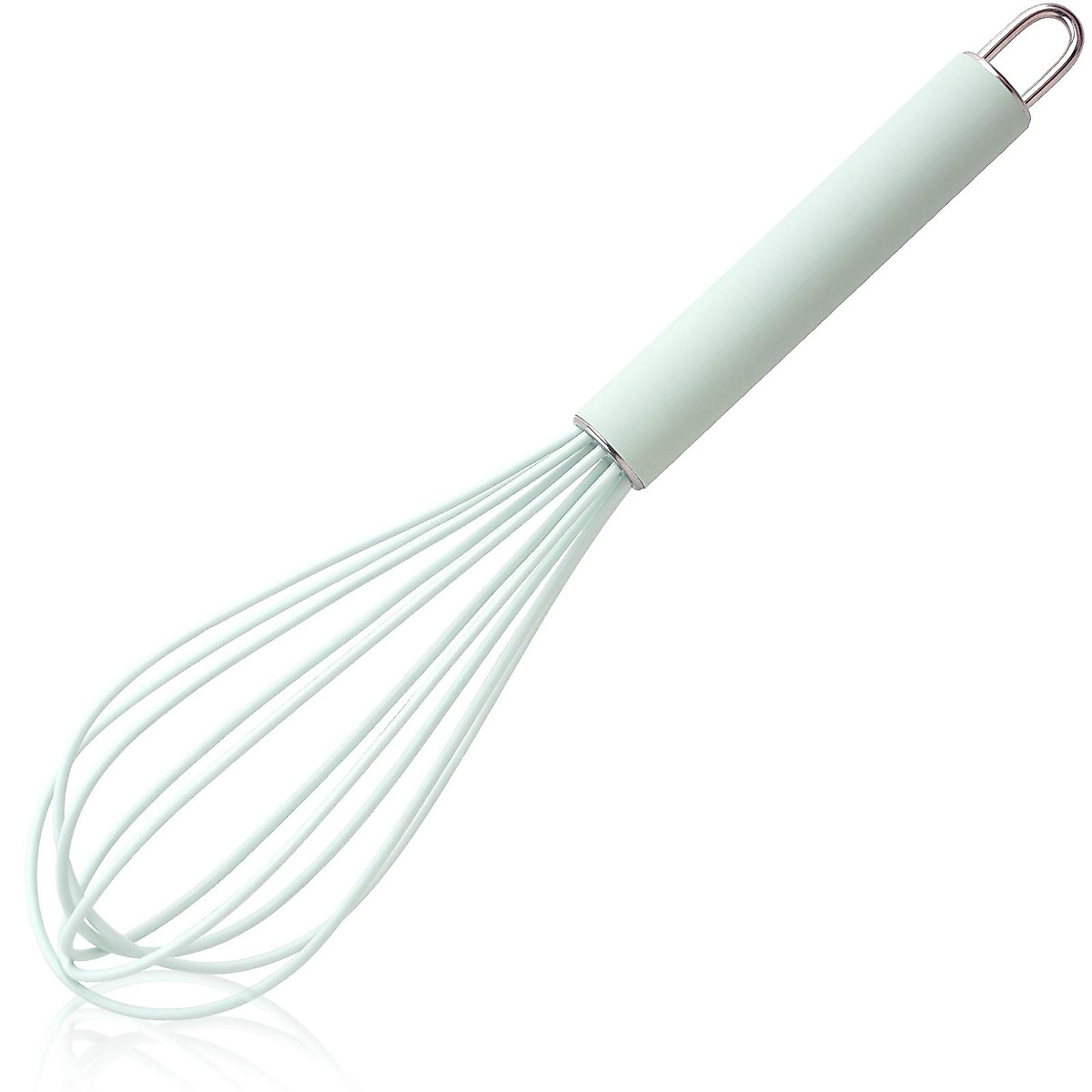 GorGin high temperature and easy to clean silicone whisk, stirrer, 10 inch, grip good grip design for Blending Whisking Beating Stirring Cooking Baking (1 Pack | blue)