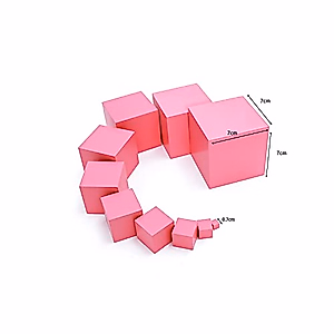 Adena Montessori Wonderfully Sensorial Teaching Toys for Children 2 3 Years Old - Montessori Small Pink Tower 0.7-7cm