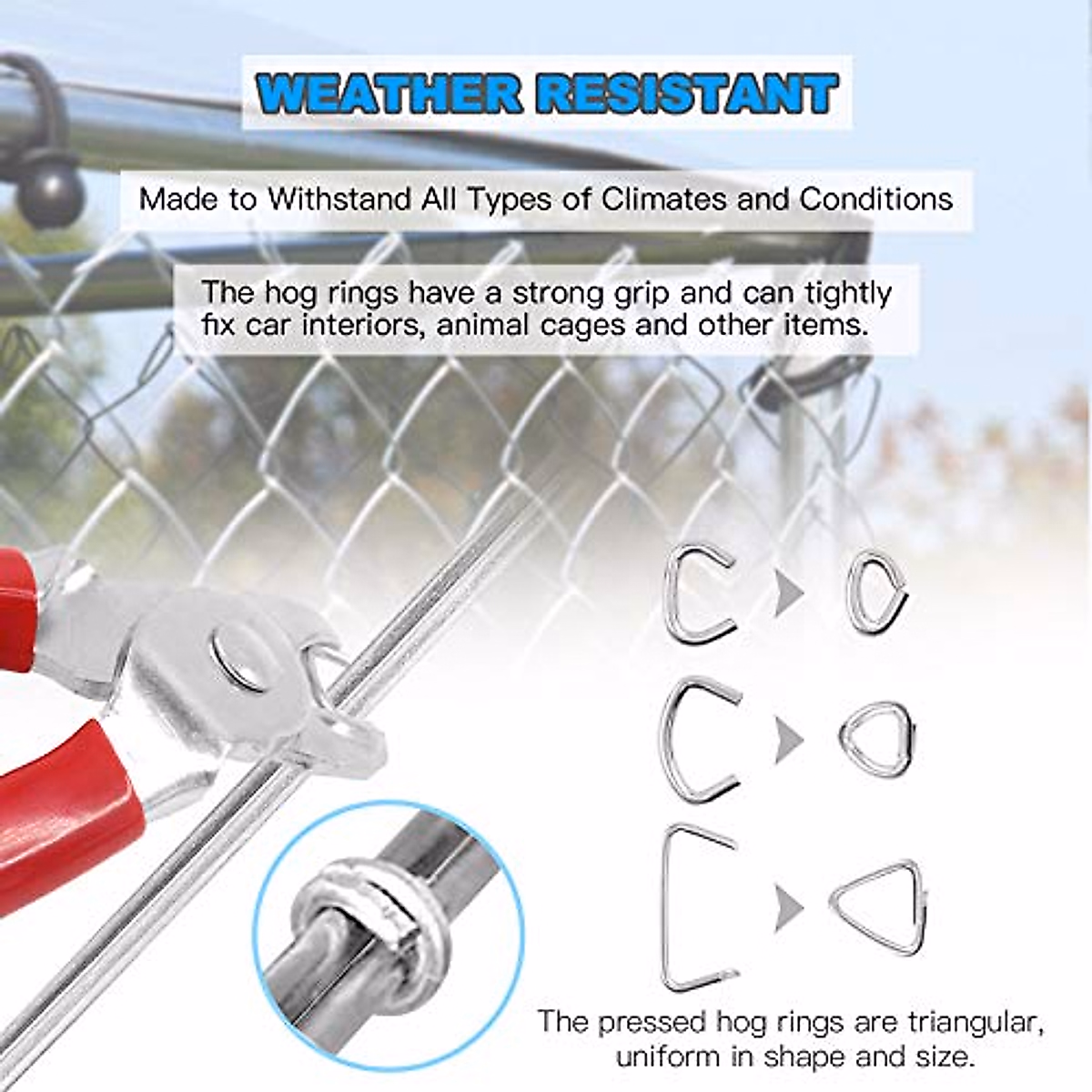 Glarks 362Pcs Hog Ring Pliers with Hog Rings Kit, 360Pcs 1/2'' 3/4'' 3/8'' Steel Hog Rings with Angled Hog Ring Pliers and Anti-Cutting Gloves for Upholstery, Fencing, DIY Craft, Furniture and more