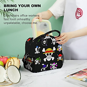 CHSSONG Insulated Lunch Bag One Skull Piece Dinner Box Leakproof Cooler Portable Handbag Reusable Thermal Tote Bag With Adjustable Shoulder Strap Black, 25.5x22.5x16.5cm(10x8.9x6.5inch)