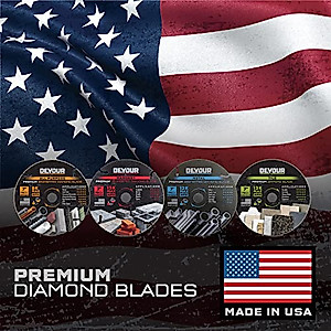 Devour 4.5" All Purpose Segmented Diamond Blade for Cutting Rebar, Cast Iron, Concrete, Pavers, Tile, Granite, Laminate, PVC & More, Made in USA, 7/8" Arbor & Comes with a 5/8" Reducer Ring