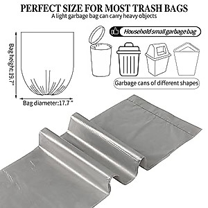 5 Rolls Small Trash Bags - 100 Counts Durable 4 Gallon Small Garbage Bags for home office kitchen Bathroom Bedroom Trash Can liners（Silver）