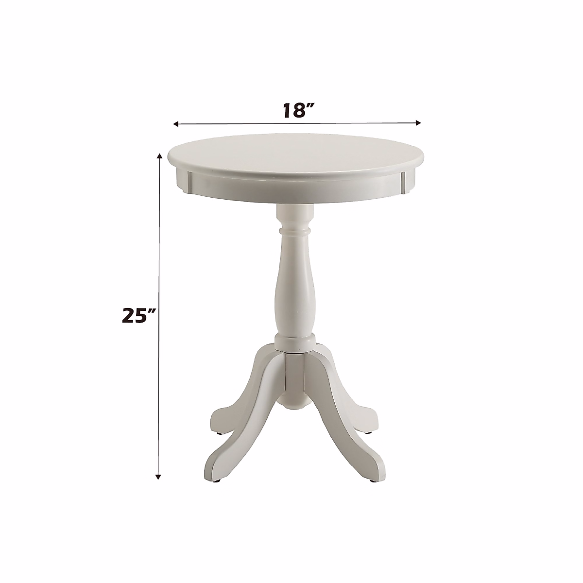 Acme Alger Round Wooden End Table in White
