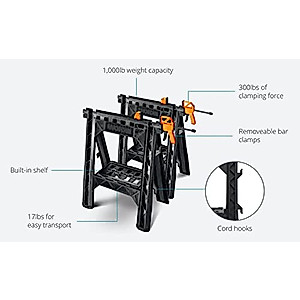 WORX WX065 Clamping Sawhorses with Bar Clamps