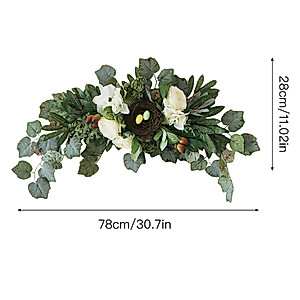 æ— 30 Inch Artificial Peony Flower Swag with Green Leaves, Spring Hanging Floral Swag Wedding Arch Wreath for Party Home Garden Front Door Wall Decoration