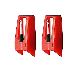 Boytone Pack of 2, Sapphire Tipped Ceramic Replacement Needle for Turntables,RED