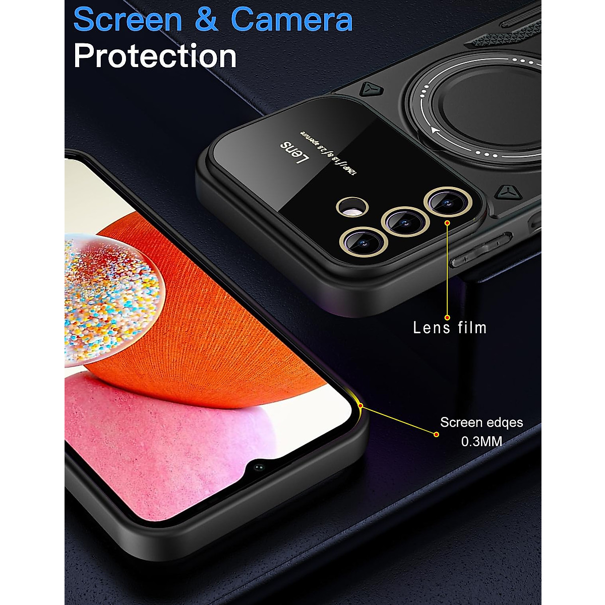 YJZSKRXFAK Case for Samsung Galaxy A13 5G/A04/A04S, Shockproof Magnetic Built-in 360° Kickstand and Camera Lens Protector Heavy Duty Protective Case for Samsung Galaxy A13 5G/A04/A04S Rose Gold