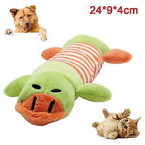 N/ hionre Sound Squeaky Interactive Toys for Pets, Cute Duck Plush Doll Molar Chew Bite-Resistant Toy for Pet Dog Cats Green