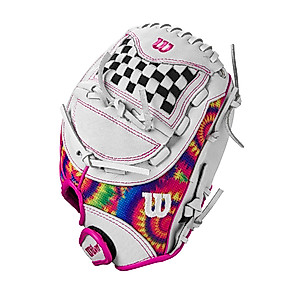 Wilson 2024 A440™ Flash™ 11.5” Youth Infield Fastpitch Softball Glove - Left Hand Throw, White/Pink/Tie Dye