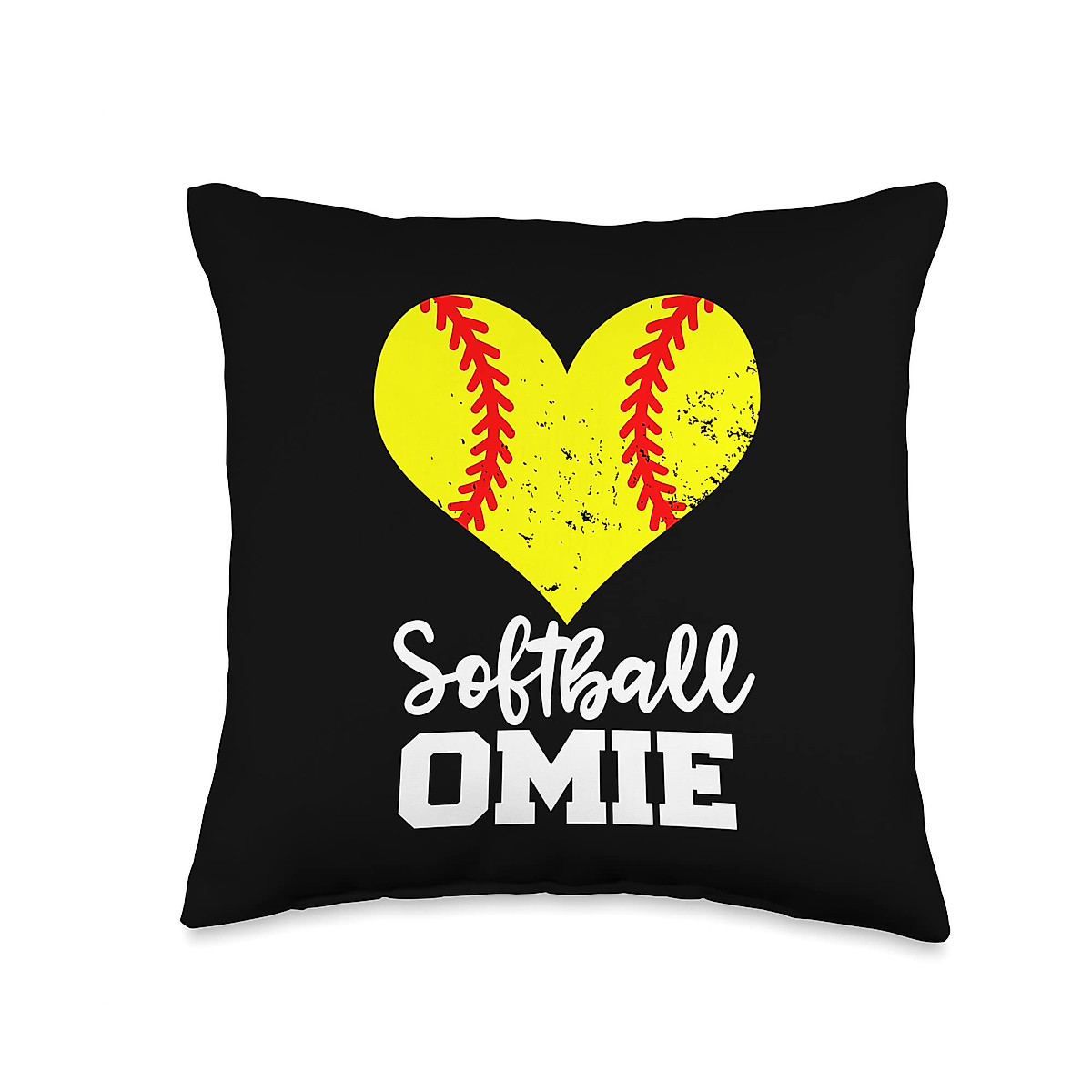 Softball Omie January Funny Softball Heart Grandma Omie Throw Pillow, 16x16, Multicolor