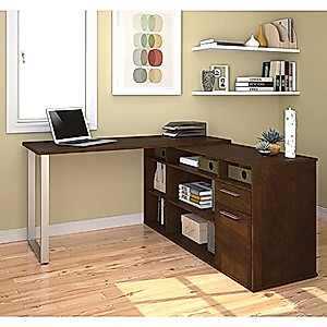 Bestar Solay L-Shaped Desk, 60W, Bark Grey