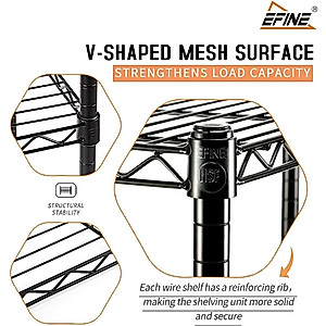 Catalina Creations 3-Shelf Storage Shelves with 3-Shelf Liners, Heavy Duty Adjustable Rack, Steel Wire Shelves and Storage for Kitchen and Garage (36W x 16D x 36H, Black)