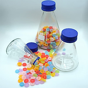 KINNOSE Thick Glass Conical Media Storage Bottles 250ml 500ml 1000ml with Blue Screw Cap Thick Graduated Borosilicate Glass Reagent Container