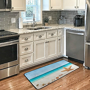 Beach Starfish Kitchen Rug, Door Mat Bath Rug Home Decor Floor Mat Non-Slip Carpet for Kitchen Living Bedroom 39 x 20 Inch