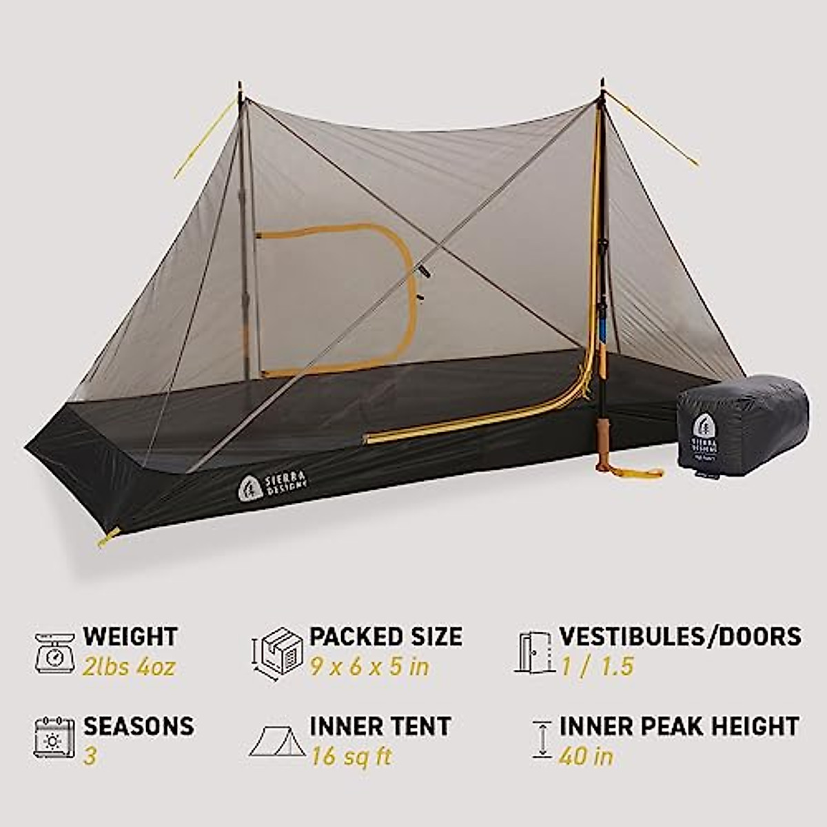 Sierra Designs High Route 1P Non-Freestanding Ultralight Trekking Pole Shelter for Thru Hiking, Backpacking, Camping, Designed by Andrew Skurka