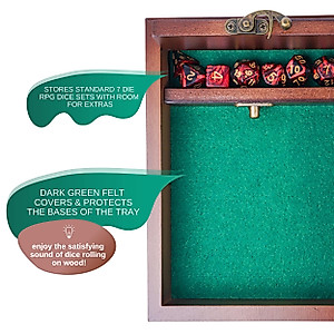 Wooden D&D Dice Rolling Tray with Dice Storage Vault | Metal Latch Secures Lid for Travel | Perfect DND Gift for DM | Great for Tabletop Games Like Dungeons and Dragons 5e, Pathfinder