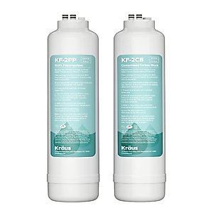 KRAUS Replacement Filter Cartridges for Purita 2-Stage Under Sink Water Filtration System with Carbon Block and Polypropylene Filters (Set of 2), FC-101