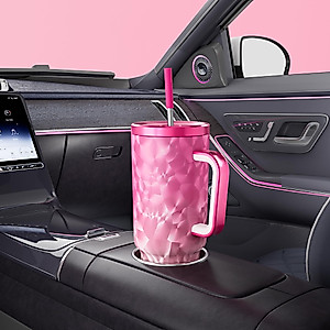 Meoky 40oz Tumbler with Handle for Women: 100% Leakproof Stainless Steel Insulated Tumbler with Lid and Straw for Car Travel Home - Fashion Enthusiasts, Candy