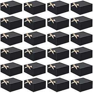24 Pack Gift Boxes with Lids Bridesmaid Proposal Box 8 x 8 x 4 Inches, Elegant Gift Wrap Boxes Wedding Gift Boxes Kraft Paper Empty Boxes for Packaging Birthday Present Cupcake Crafting(Black)