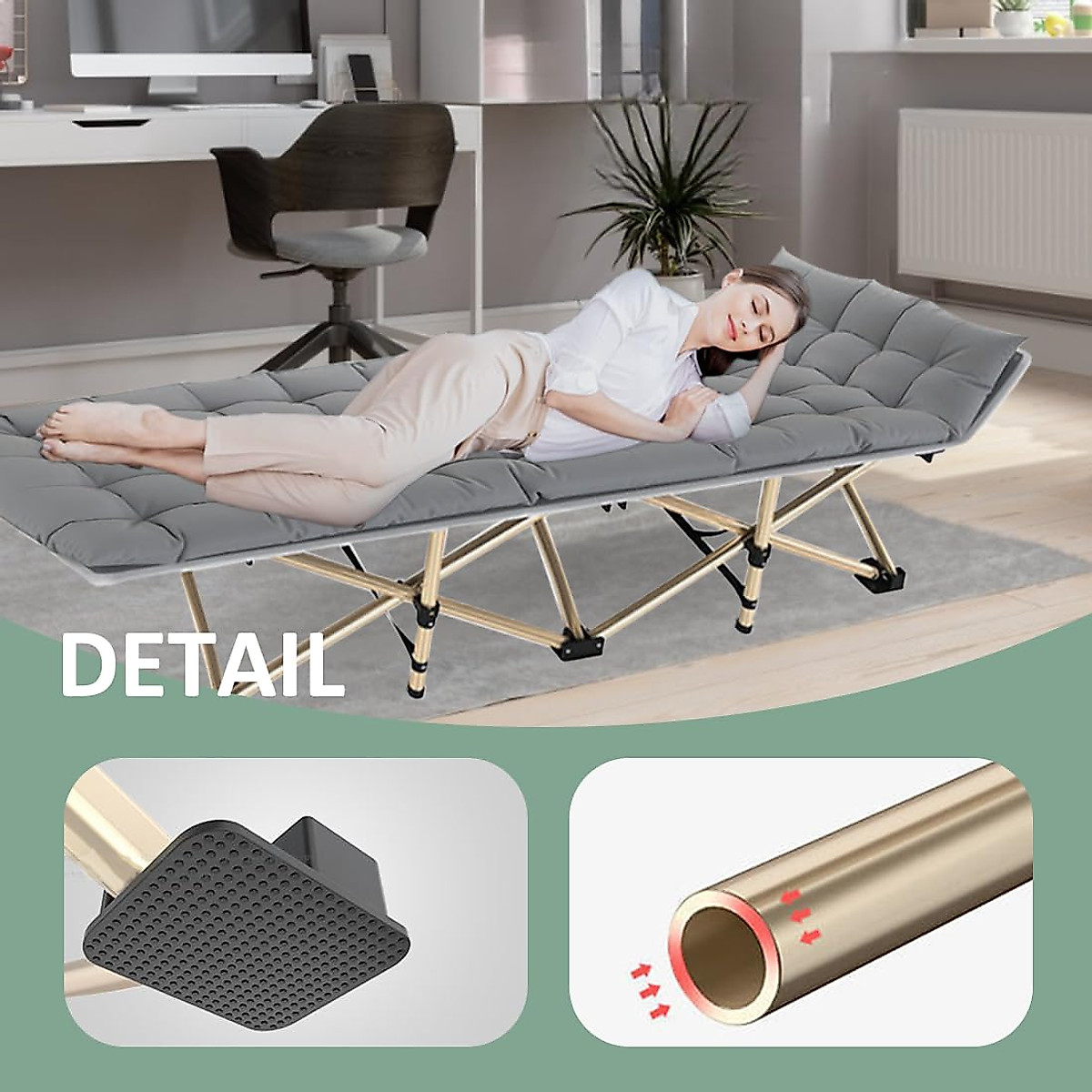 STARBRILLIANT Adjustable Foldable Deck Chair with Cushion, Foldable Outdoor Terrace Lounge Chair, Open to Rest No Pillows Needed (Gray B)