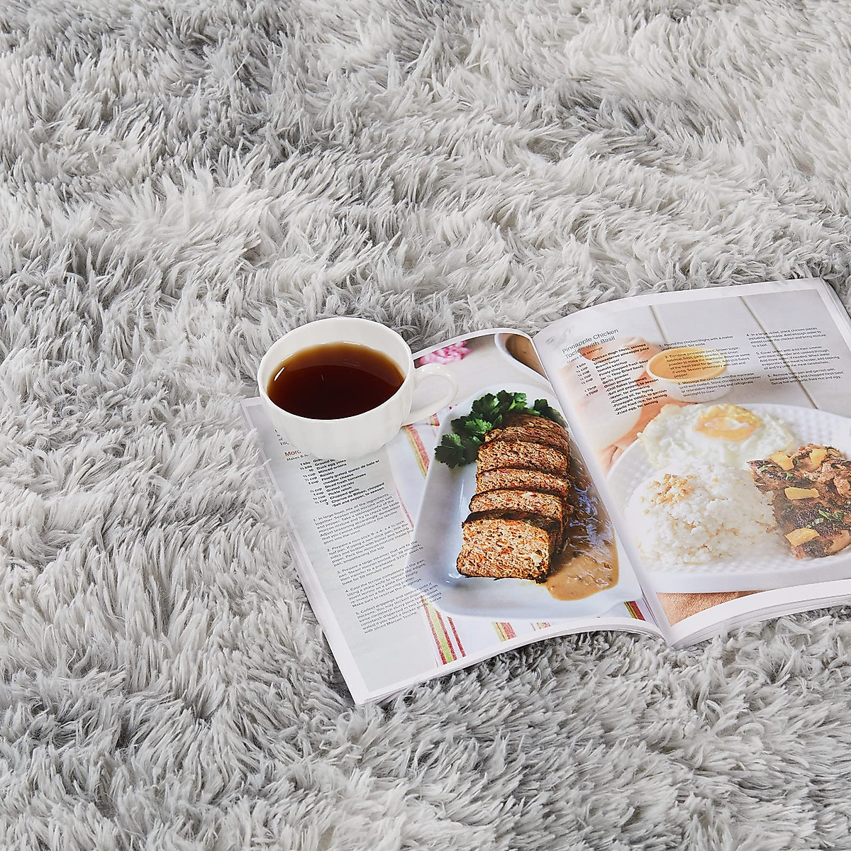 YOBATH Fluffy 8x10 Area Rugs for Living Room Bedroom, Large Modern Soft Shag Rugs for Kids Girls Boys, Non-Slip Plush Shaggy Rugs for Playroom Nursery Dorm Room, Tie-Dyed Light Grey