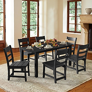 Cozyman Armless Outdoor Dining Chairs Set of 2, All Weather Resistant HDPS Patio Dining Chairs, Classic Dining Chair Support 350 LBS, for Outdoor Indoor, Lawn, Garden, Backyard, Black