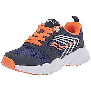 Saucony Wind FST Lac to Toe Sneaker, Navy/Orange, 2 US Unisex Big Kid