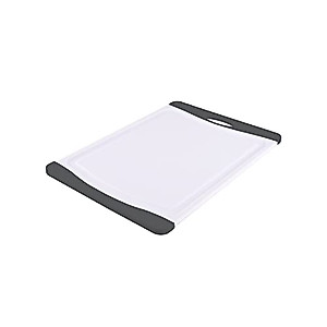 Farberware Nonslip Poly Cutting Board, 12x17-Inch, Gray and White