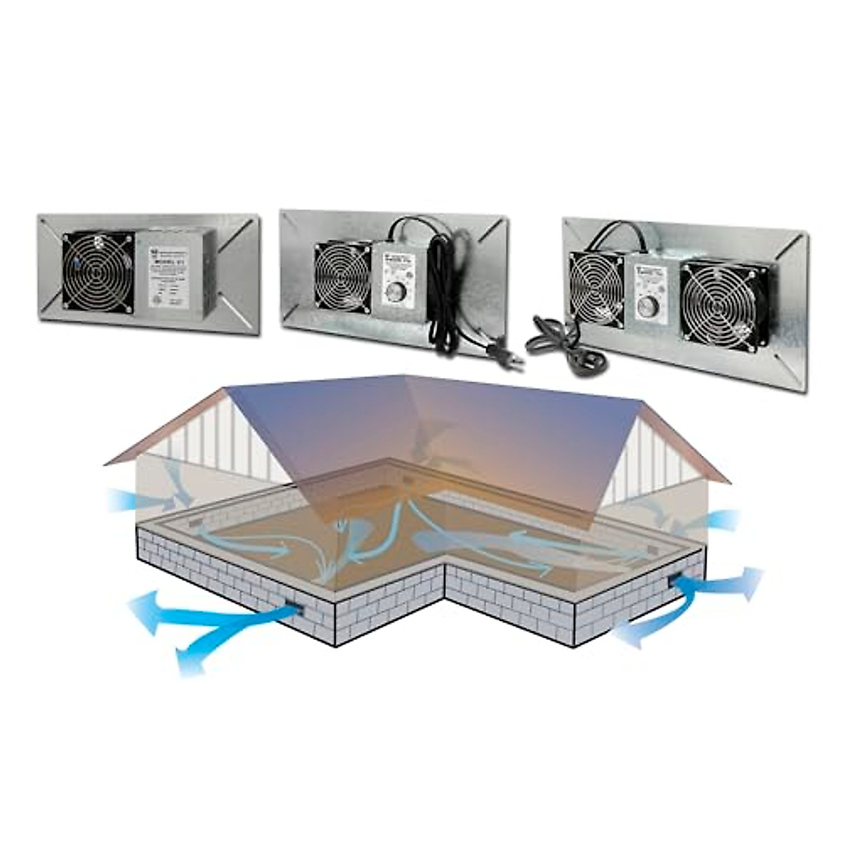 Tjernlund V2D UnderAire Crawlspace Ventilator Fan Moisture Mold Reducing,220 CFM,silver