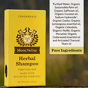 Moon Valley Organics HERBAL SHAMPOO BAR - LEMONGRASS CHARCOAL (2PACK)