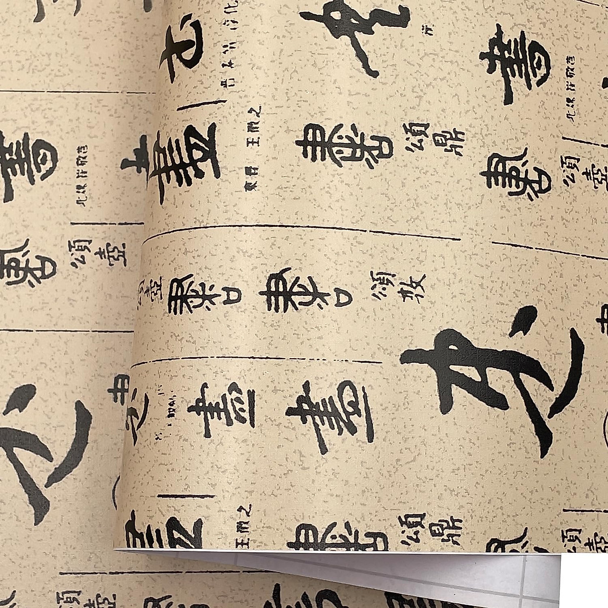 Yifely Chinese Style Calligraphy Drawer Paper Self-Adhesive PVC Shelf Liner Bookshelf Sticker 17.7 Inch by 9.8 Feet