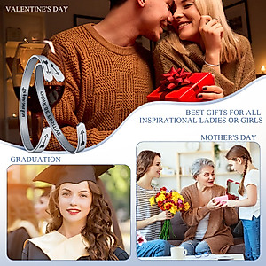 MTLEE 30 Pcs Inspirational Bracelets Bulk for Women Cuff Bracelets Silver Personalized Hidden Message Bracelet Gifts(Novel)