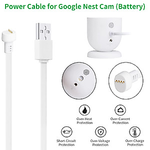 2Pack Power Adapter Compatible with Google Nest Cam Outdoor or Indoor, Battery, with 16.4Ft/5m Weatherproof Charging Cable Continuously Power Your Nest Cam (Battery) - White