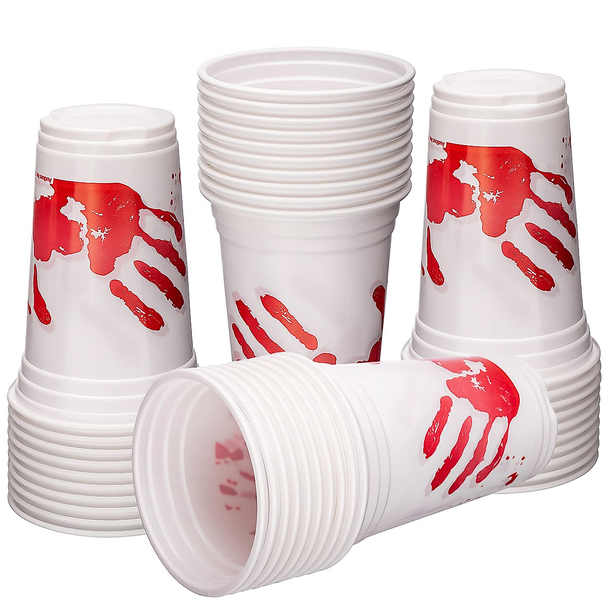 ArtCreativity Blood Print Halloween Party Plastic Cups, Set of 50, 10 oz Halloween Disposable Cups, Halloween Party Supplies and Drinking Decorations, For Juice, Soda, Punch, and More