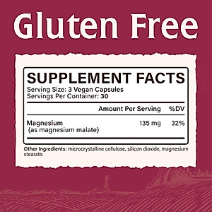 Elixeed Magnesium Malate, Chelated, Fully Reacted & Non-Buffered, Max Absorption & Bioavailability, No Stomach Upset, for Men, Women & Kids, Energy, Muscle Function & Bone Support, 90 Vegan Caps