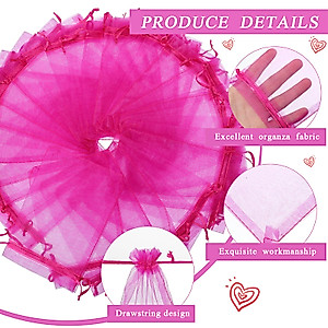 Woanger 500 Pcs Hot Pink Organza Bags Bulk 4 x 6 Inch Small Drawstring Mesh Gift Bags Sheer Jewelry Pouches sachet Bags for Wedding Favor Christmas Birthday Party Bridal Shower Candy Bags