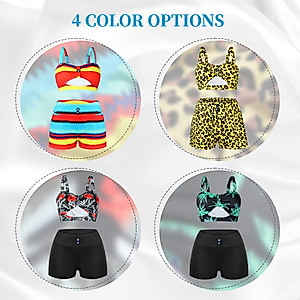 BOSREROY 2 Piece Women Swimsuit with High Waist Boyshort, Womens Bathing Suits Elastic& Strecthy for Beach Sports Swim Wear
