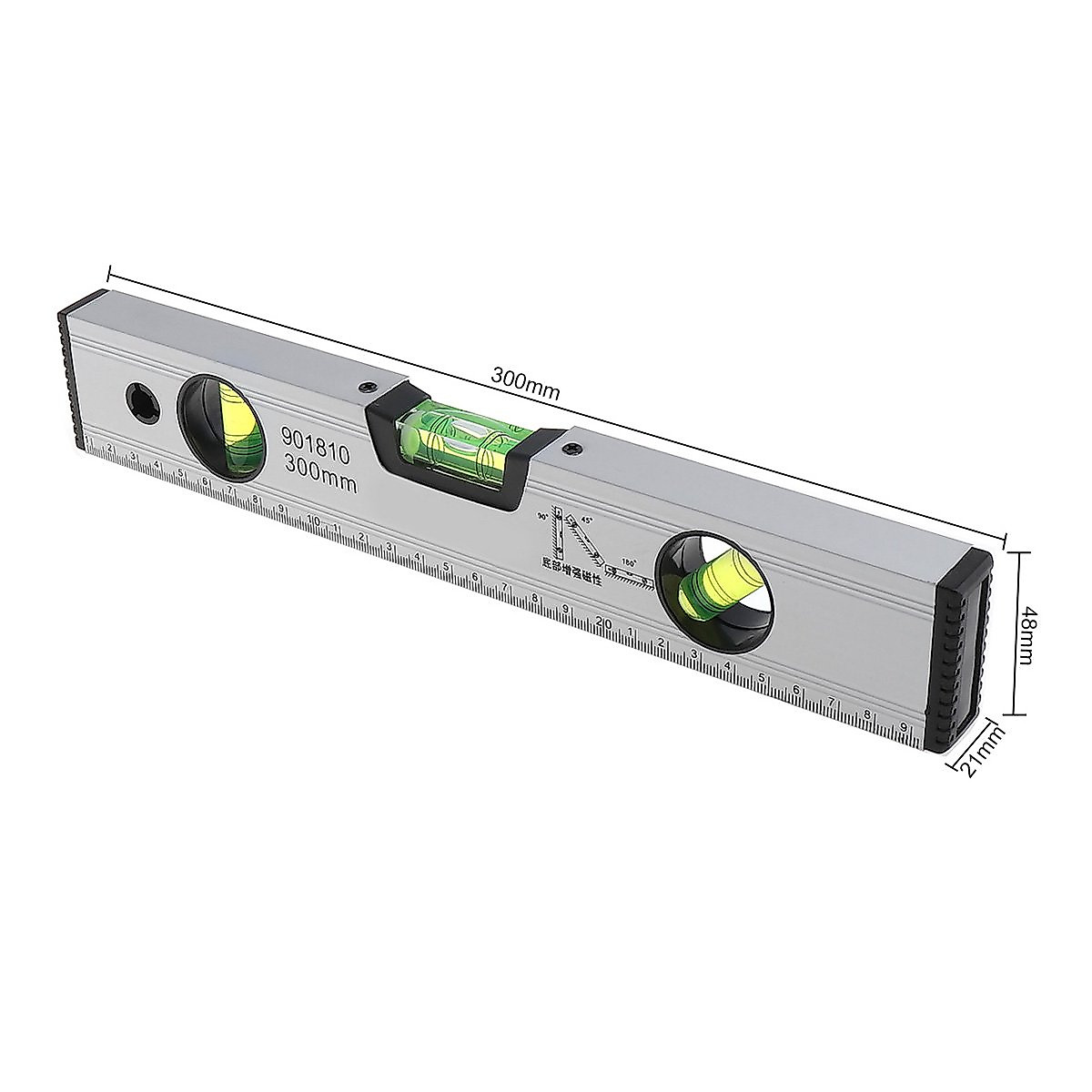 Smgda 300mm Precision Magnetic Level Ruler 12 inch Aluminum Alloy Spirit Level Measuring Tool with Blister Design and Mm Scale for Construction Carpenter Craftsman